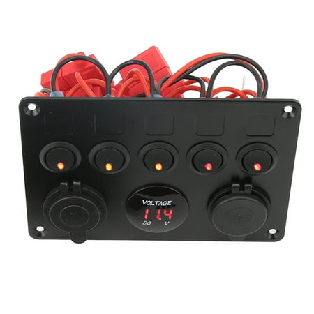 5 Gang Switch Panel Waterproof 12-24V LED Switch Panel with Digital ...