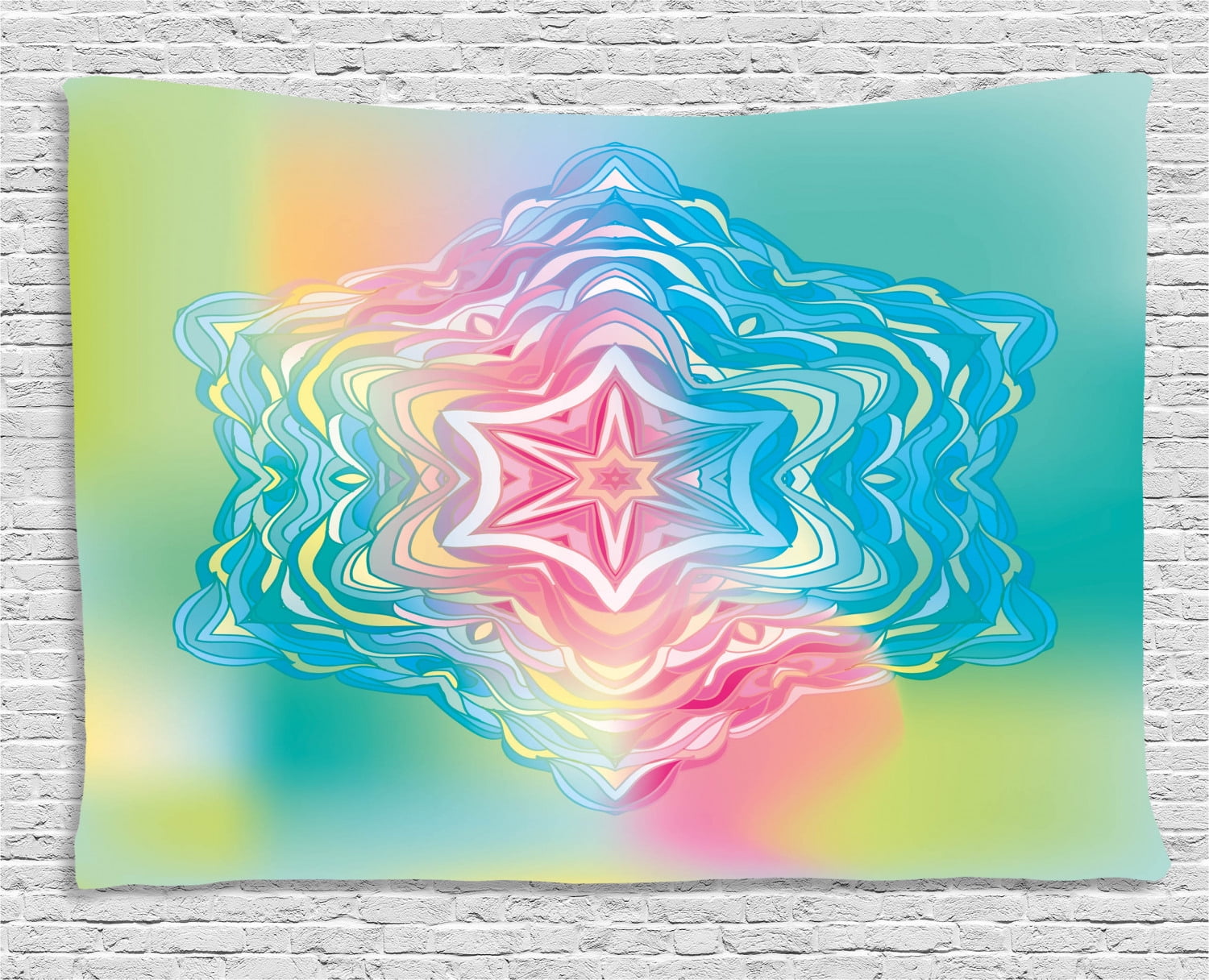 Mandala Decor Tapestry, Psychedelic Liquid Layered Digital Ethnic ...