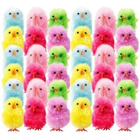 36pcs Coloured Mini Fluffy Chicks for Adding to Cake Decorations Models ...