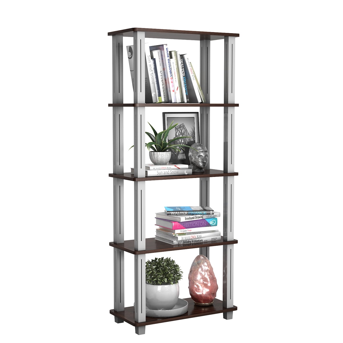 Topbuy 5-Tier Multi-Functional Shelves Storage Display Bookshelf Home ...