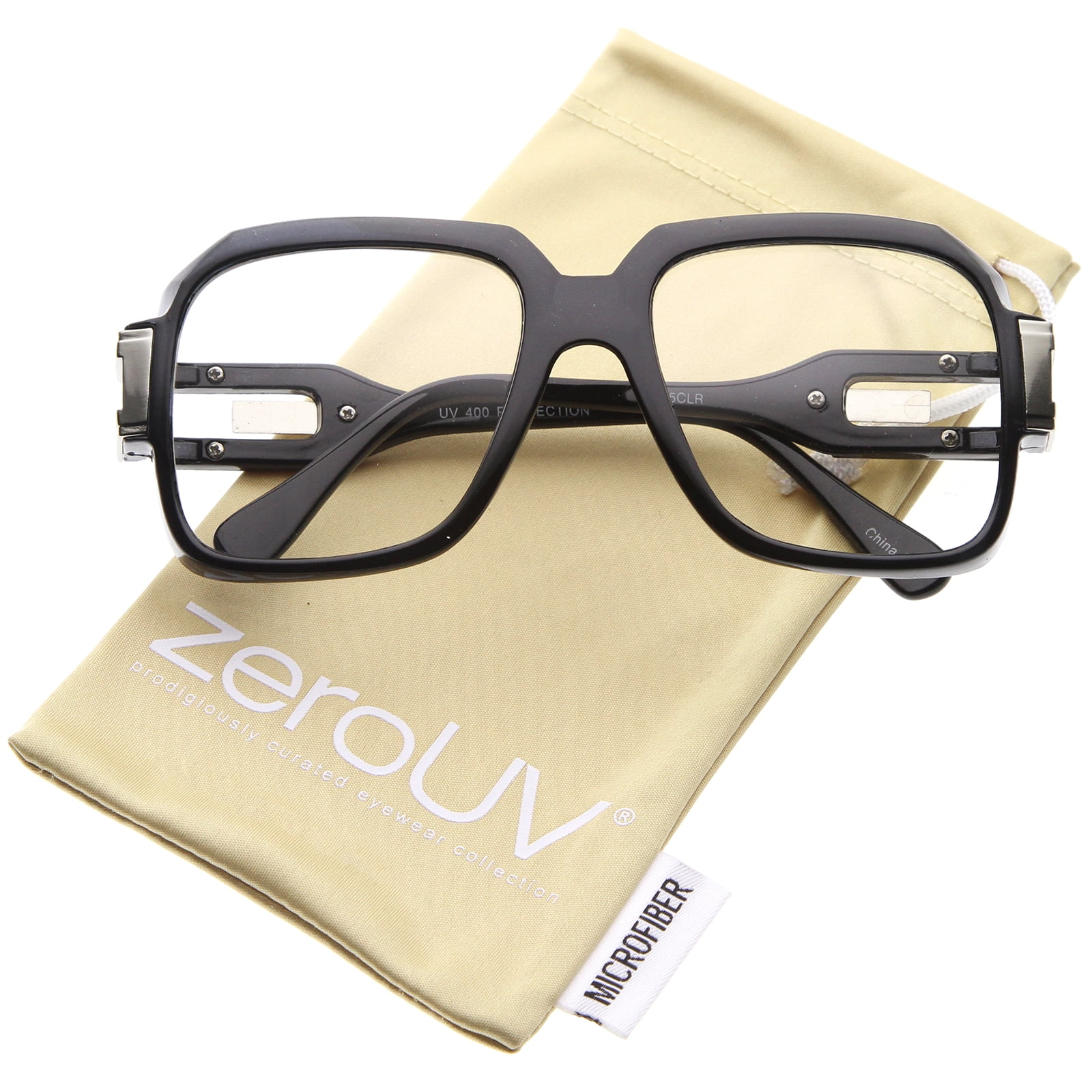 zeroUV Unisex Large Retro Hip Hop Style Clear Lens Square Eyeglasses ...
