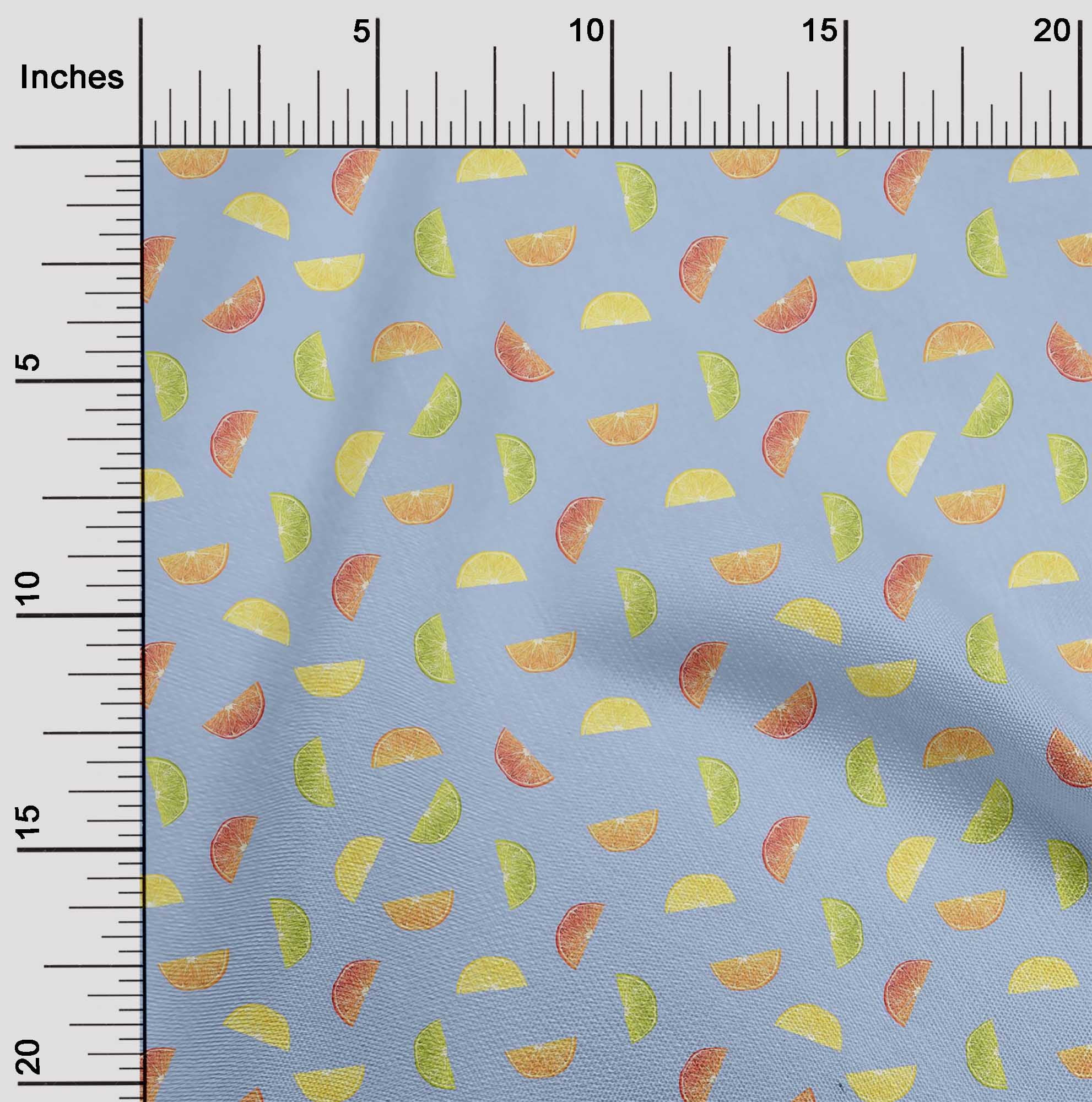 oneOone Cotton Poplin Fabric Lemon Slice Vegetable Print Fabric BTY 56 ...