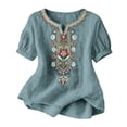 Cotton And Linen Short Sleeve Tops for Women Fall Fashion T Shirt Loose ...