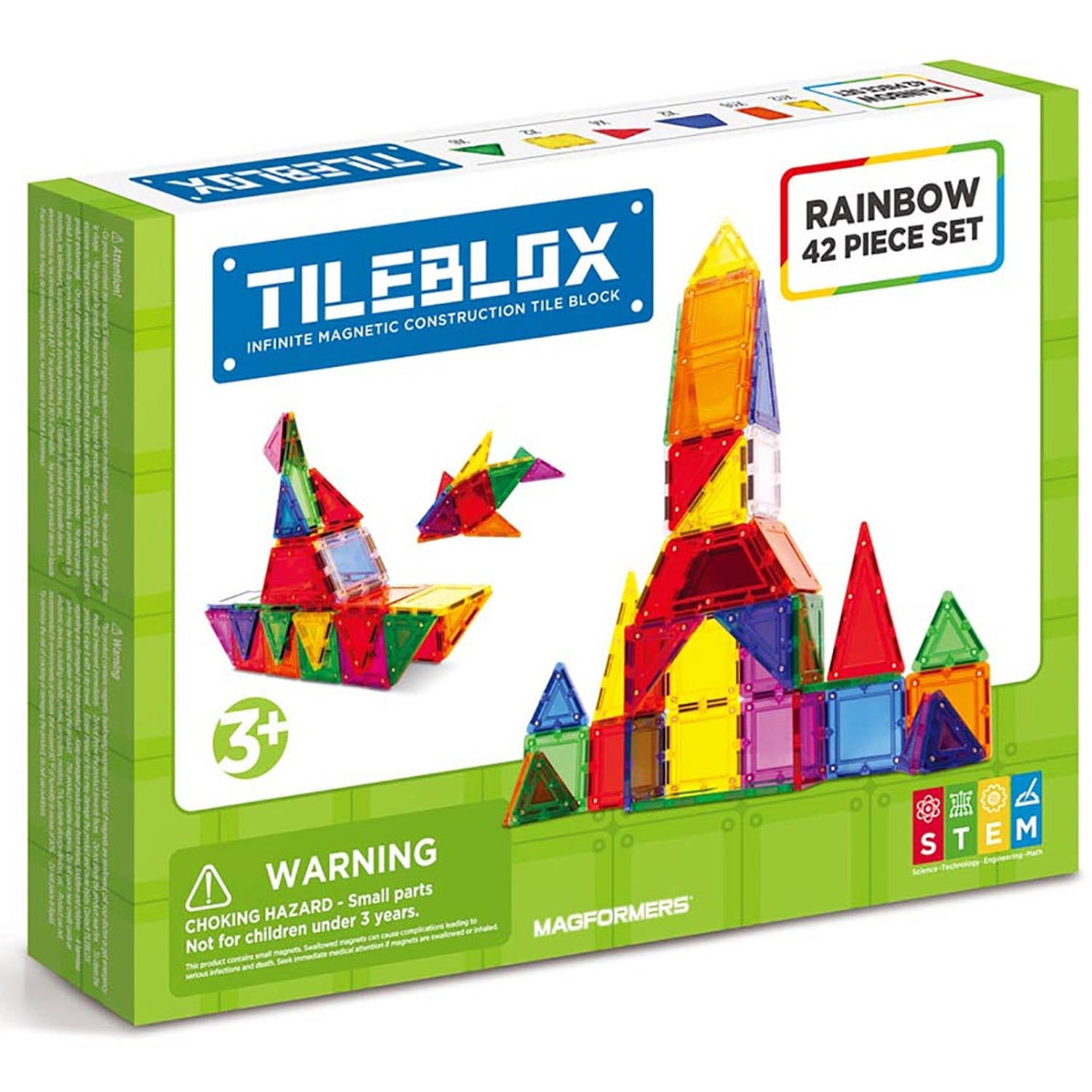 Tileblox Rainbow Multicolor Magnetic Tiles 42 Pieces - Walmart.com