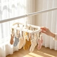 1-4PC Beige Socks Drying Rack Clothes Hanger with 12 Clips Plastic ...