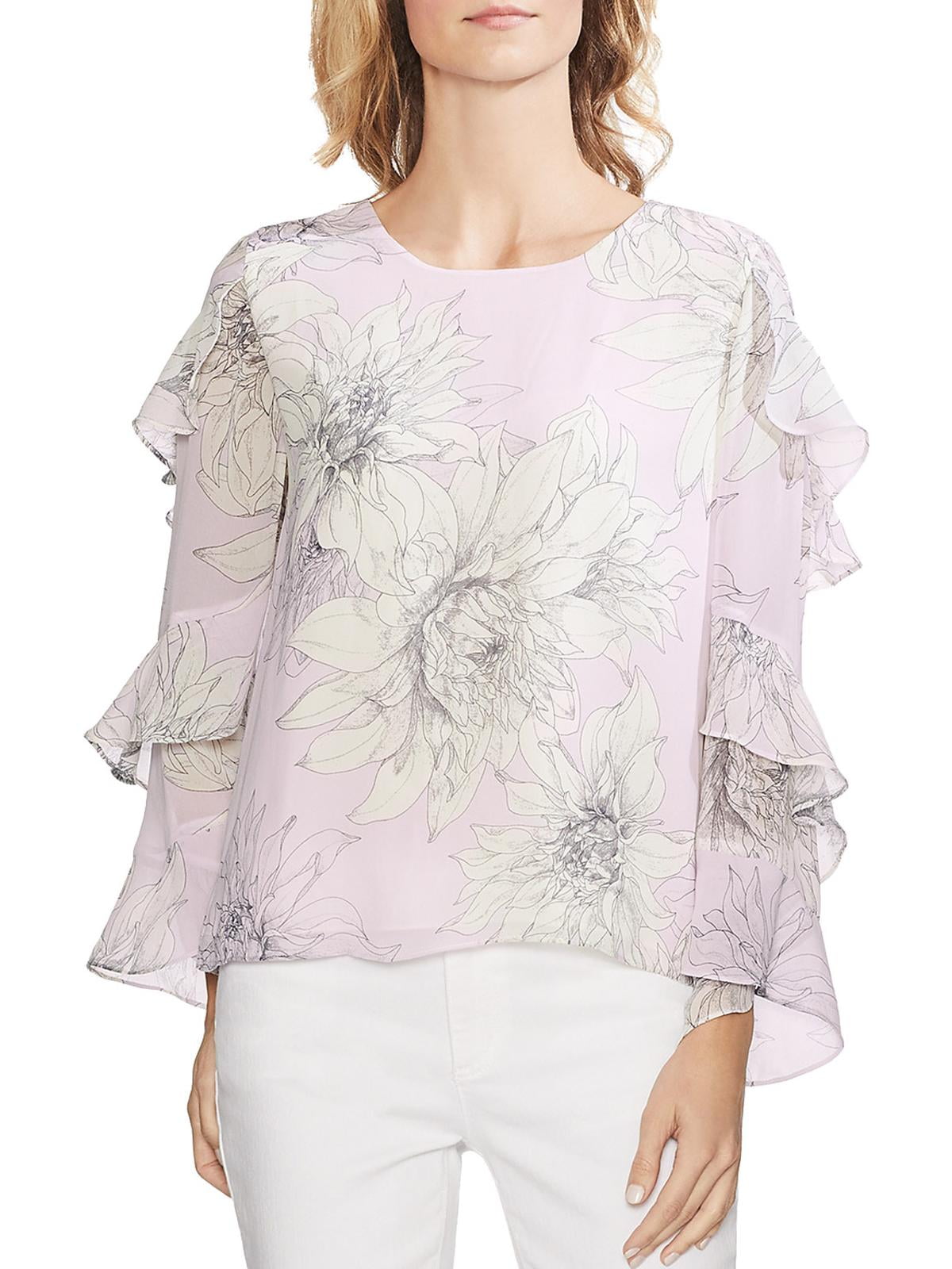 Vince Camuto - Vince Camuto Womens Tiered Ruffled Blouse Purple XS ...