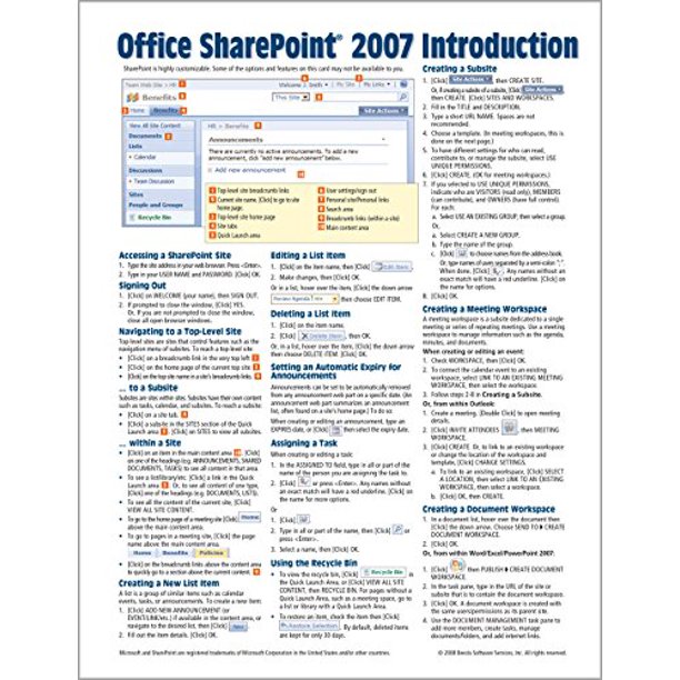 Microsoft Office SharePoint 2007 Introduction Quick Reference Guide (Cheat Sheet of Instructions ...
