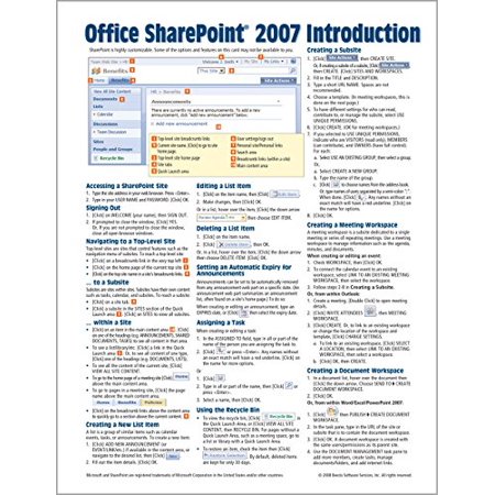 Microsoft Office SharePoint 2007 Introduction Quick Reference Guide ...
