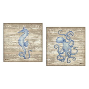 Nautical Octopus, Seahorse, Coral and Starfish Set by Pela; Coastal ...