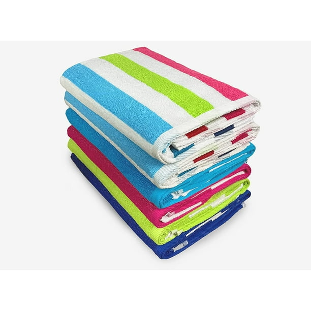 Kaufman - 6 Pack Cabana Terry Loop Beach Towel - 30in x 60in - Walmart.com