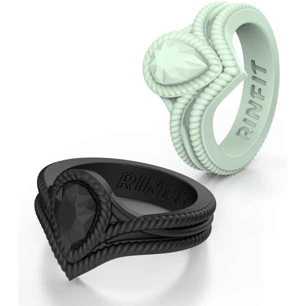 Rinfit Silicone Rings for Women - Female Wedding Rubber Bands - Pear ...