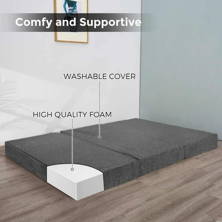 Slomix Portable Foldable Twin Mattress 6 Inch Slomix 6 Inch Tri-Fold ...