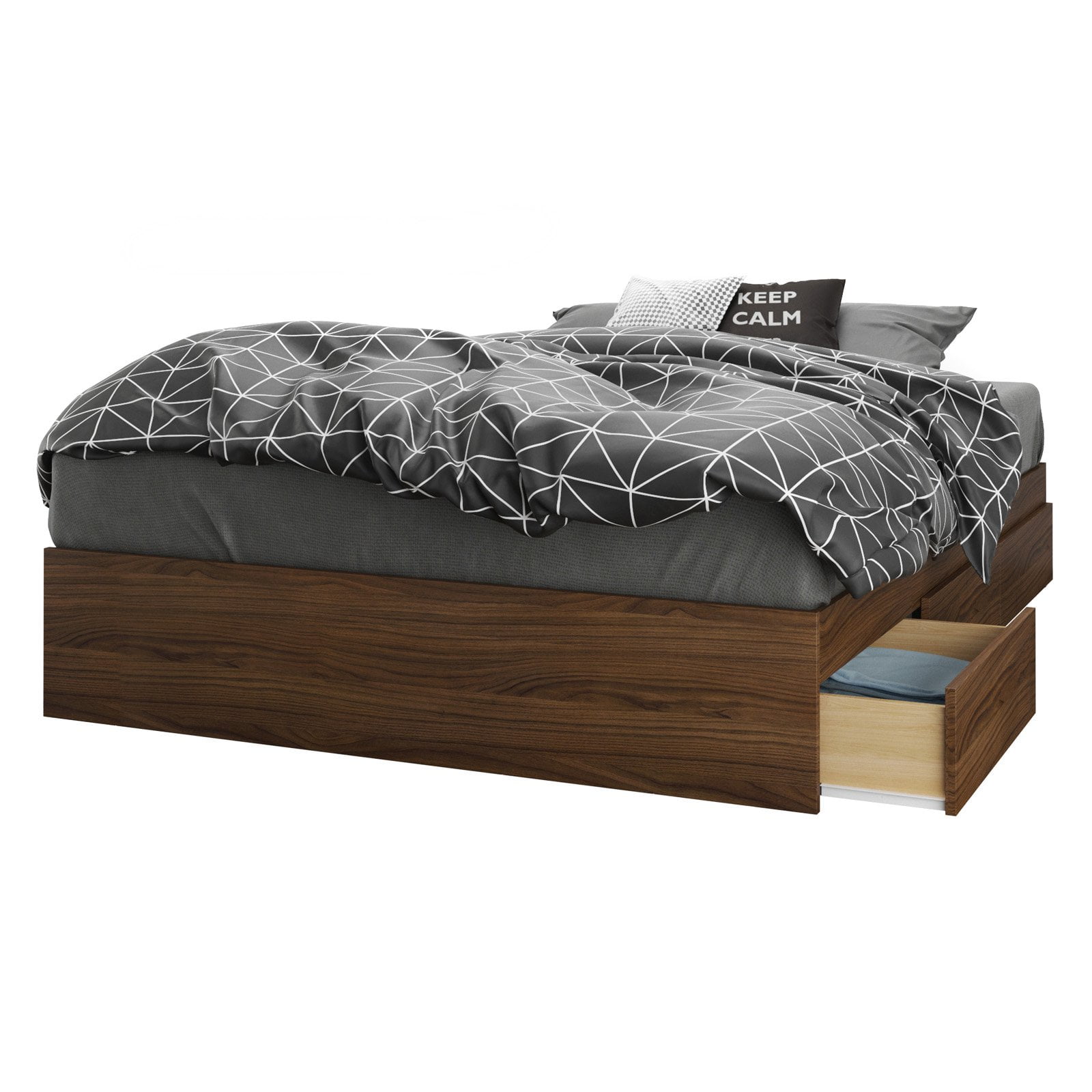 Nexera Full Size Storage Wood Bed Frame with 3 Drawers, Walnut ...