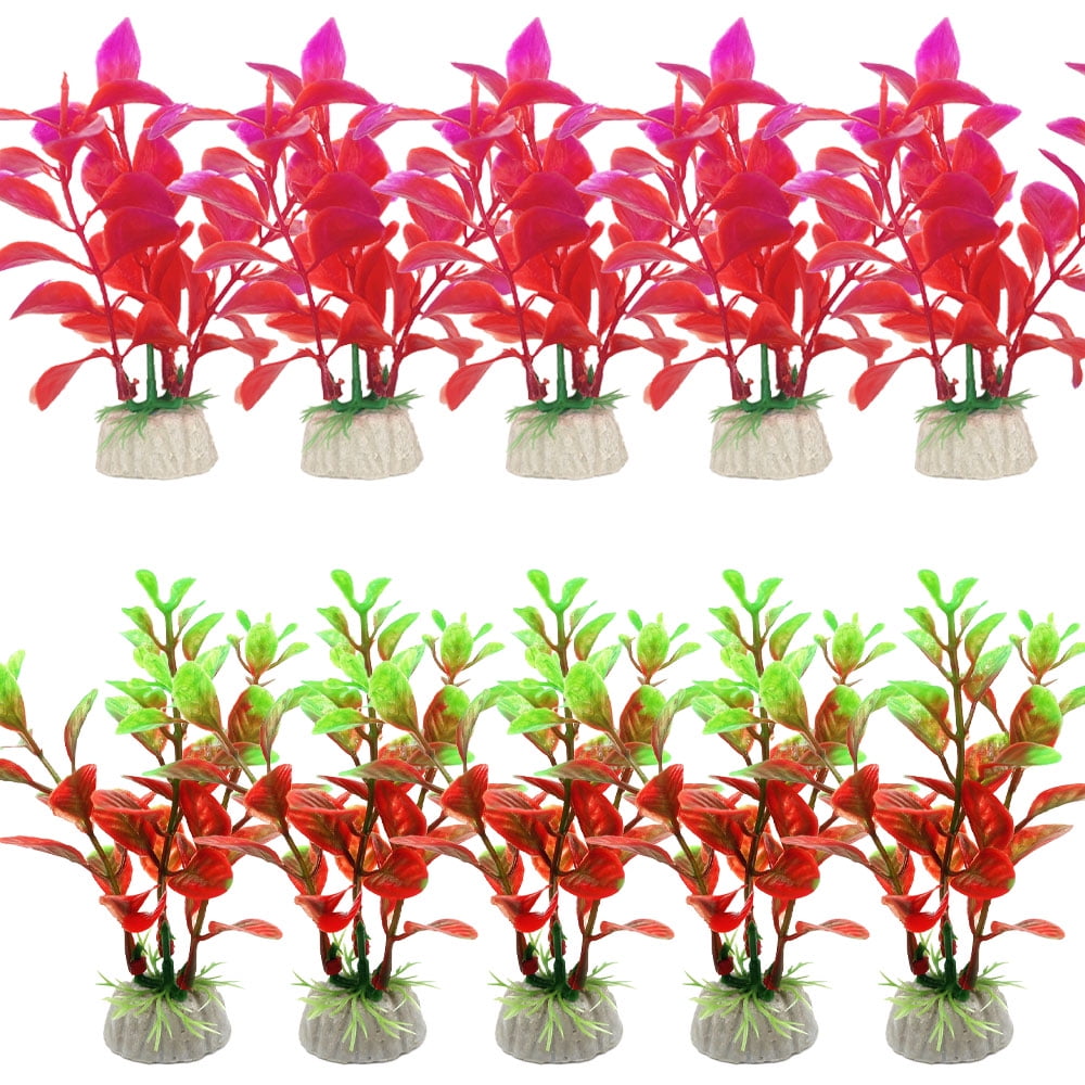 Plastic artificial plants for fish tank decoration(10 plants)PVC plants ...