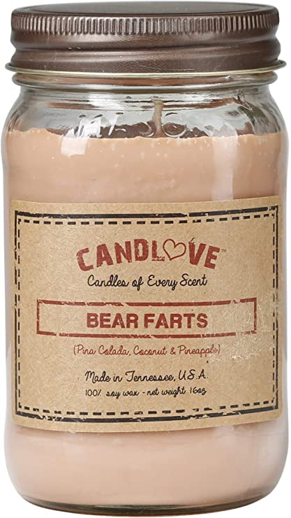 CANDLOVE Bear Farts Scented 16oz Mason Jar Candle 100% Soy Made in The ...