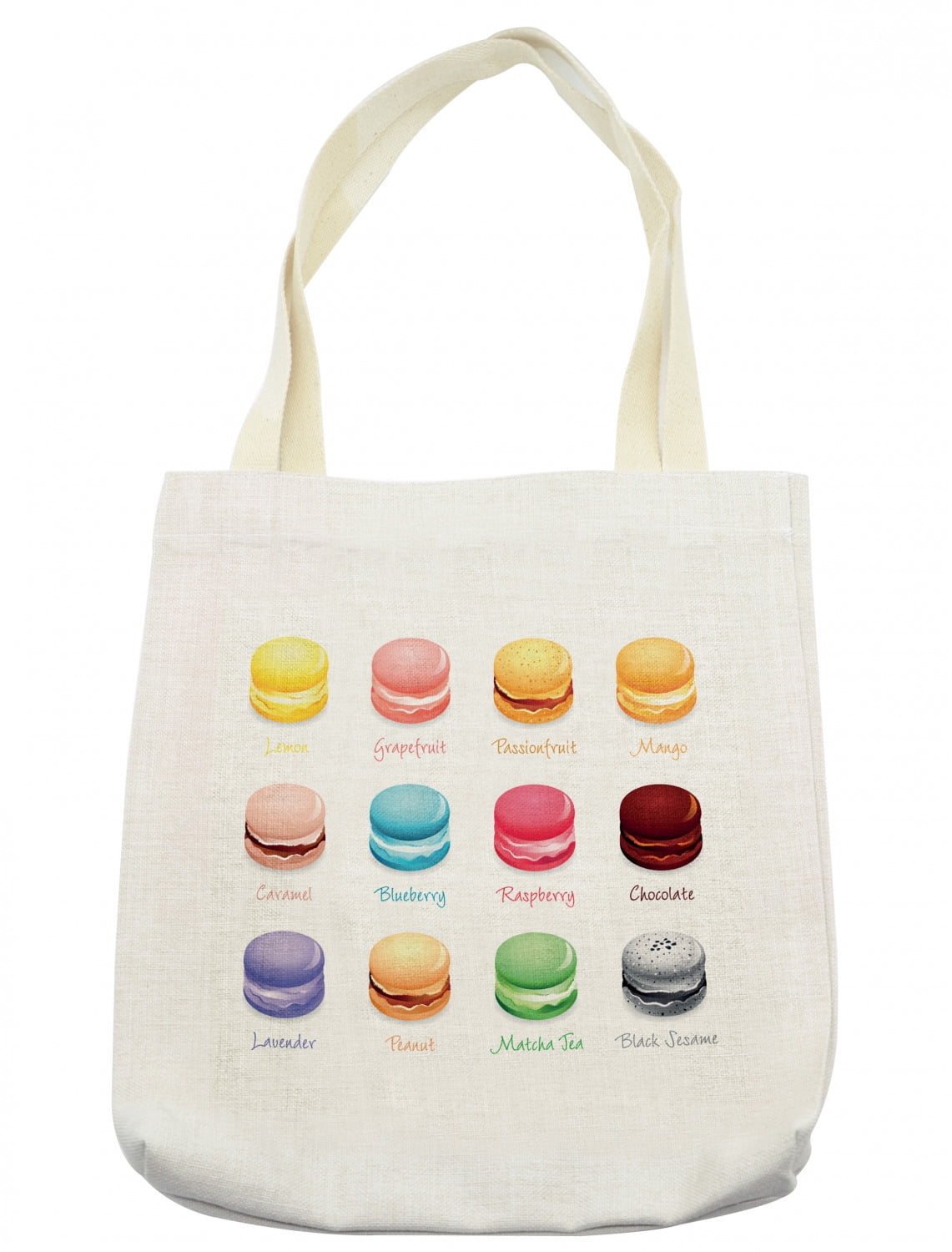 Tea Party Tote Bag, Colorful French Macaron Cookies with Different ...