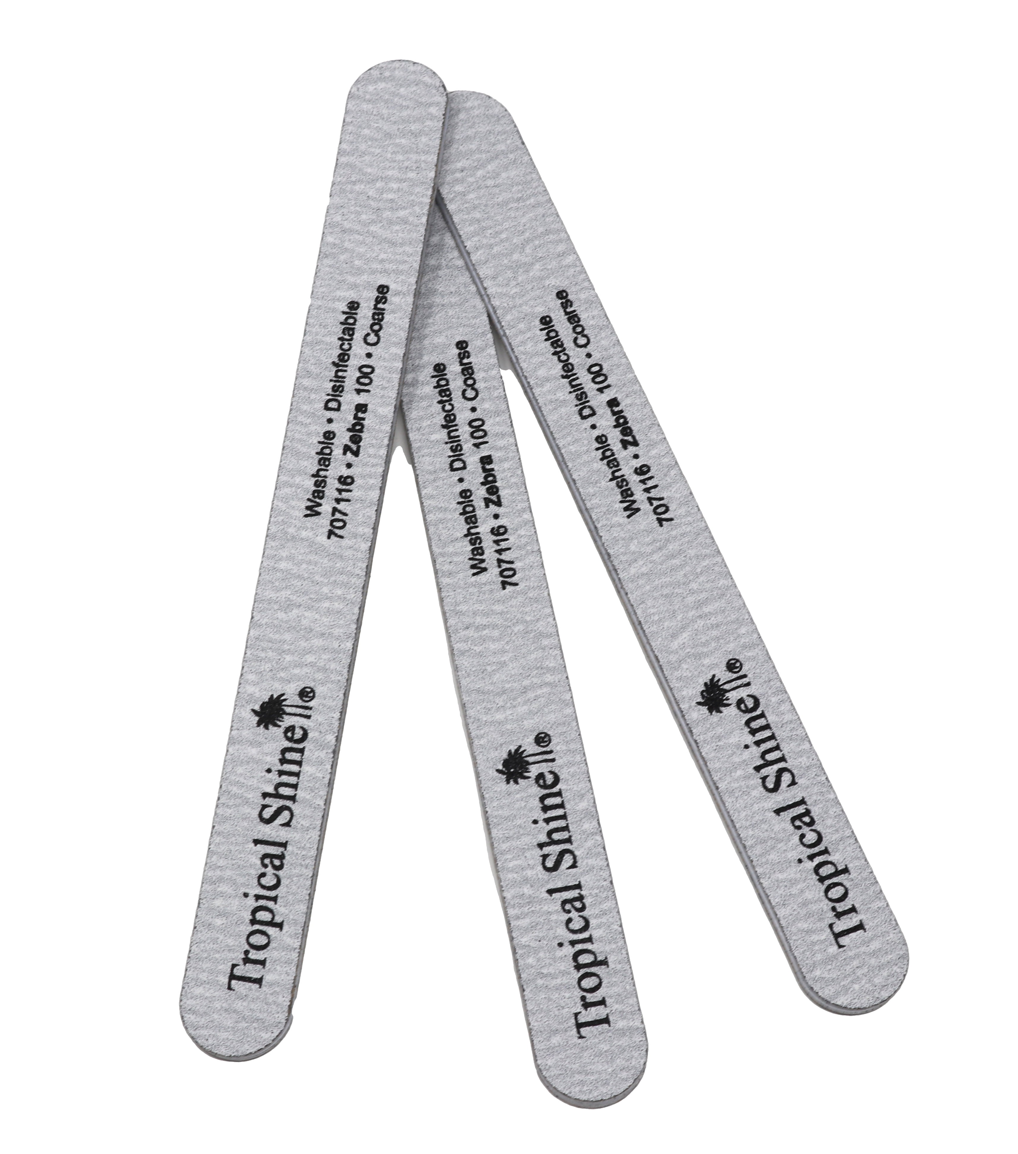 Tropical Shine Zebra Nail File Coarse 100 Grit For Acrylic Nail 3 PCS ...