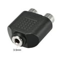 3.5mm Female to 2 RCA Female Connector Splitter Adapter Coupler Black ...