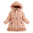 Boys Winter Coats Boys Puffer Jacket with Pocket Zipper Hooded Coat Solid Color Long Sleeve ...