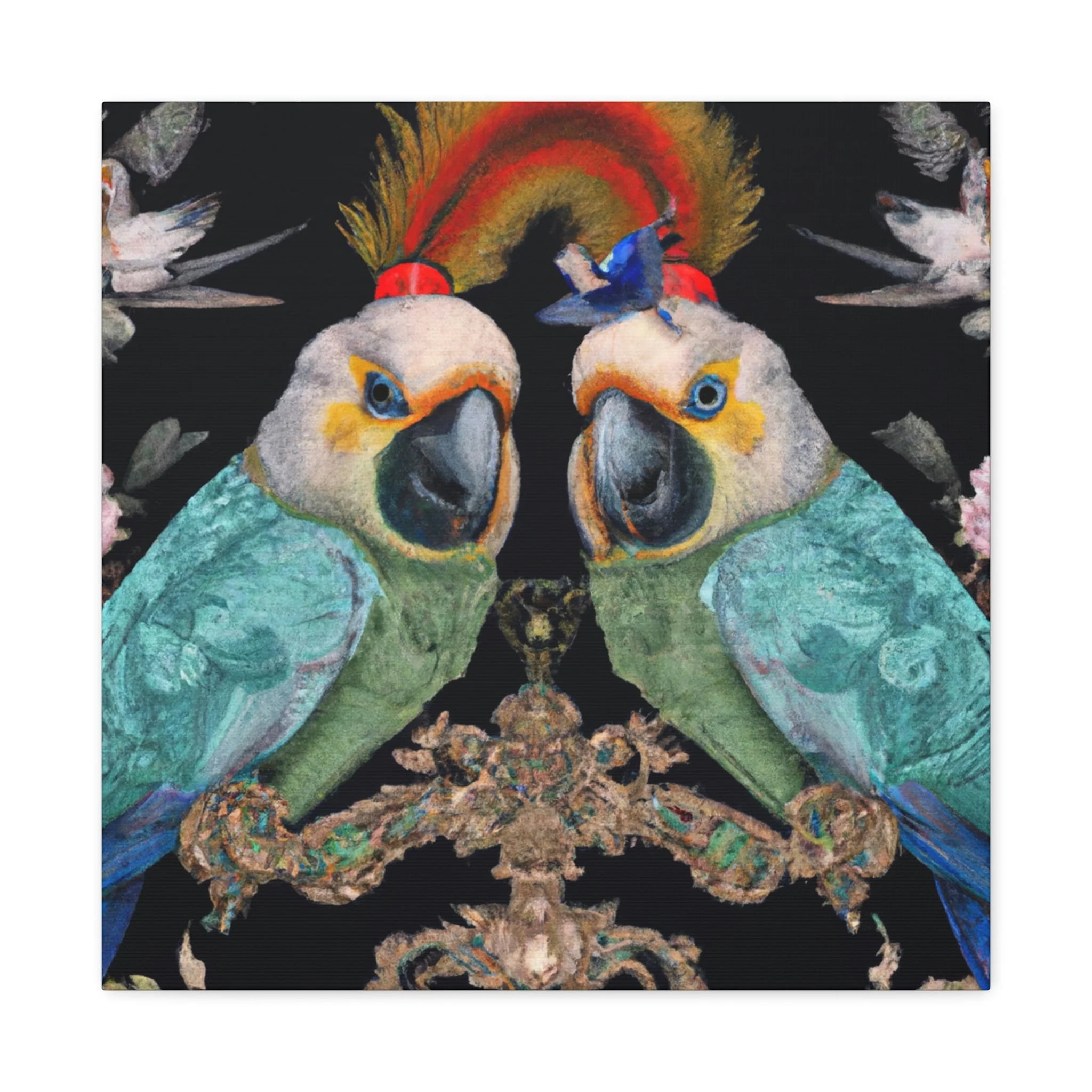 Parrots in Rococo Style - Canvas - Walmart.com