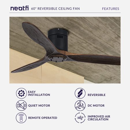 (New Model) 60 Inches Reversible Low Height Ceiling Fan, 6 Speed ...