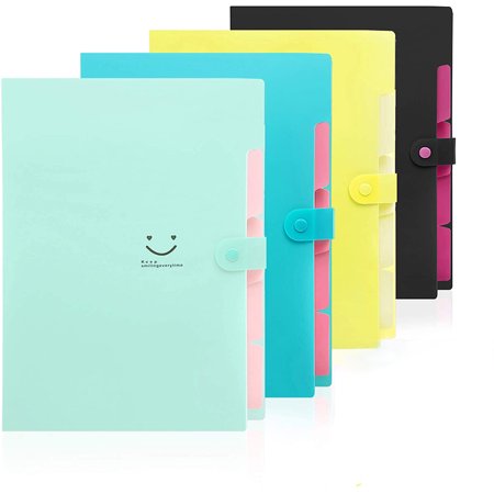 4 Packs Expanding File Folder with 32 Labels,5 Pockets A4 Letter Size ...