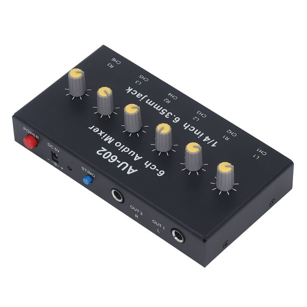 6 Channel Audio Mixer, DC 5V Compact Stereo Mixer 5 Times Amplification ...