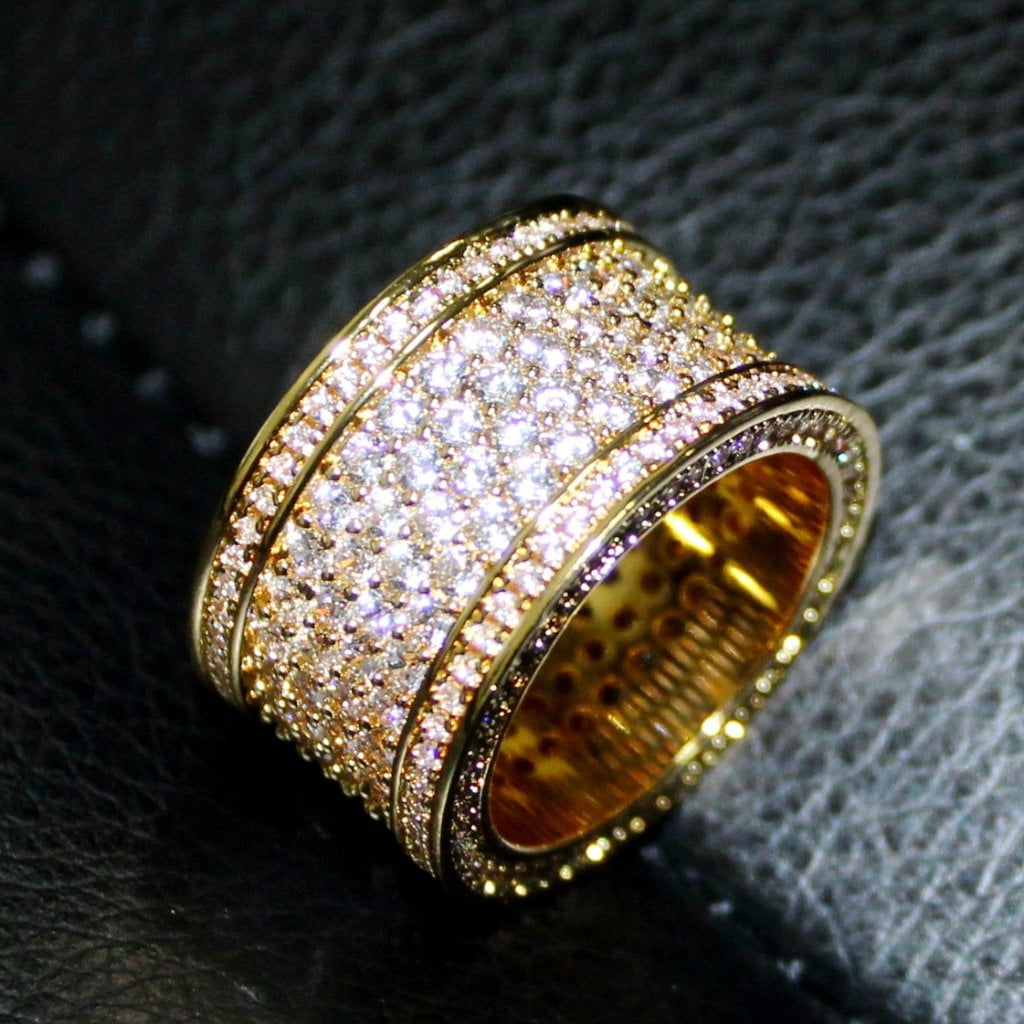 Fat 6 Row Eternity Bling Bling CZ Ring in Gold (8) - Walmart.com