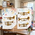 4th of july hand towels A painting of two trumpets with fireworks in ...