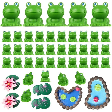46 Pieces Resin Mini Frogs Green Frog Miniature Figurine Frog Garden ...