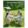 6ft Plastic Folding Table - Portable Picnic Utility Table with Handle ...