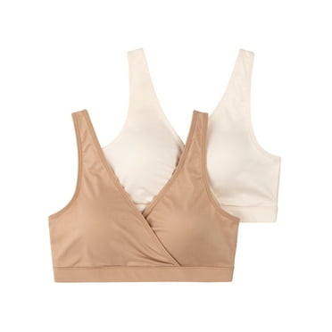 Joyspun Women's Maternity Wrap Front Nursing Bra, 2-Pack, Sizes S to 3X ...