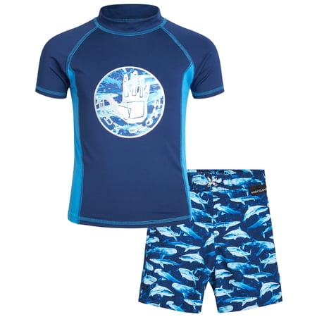 Body Glove Boys' Rash Guard Set - 2 Piece UPF 50+ Swim Shirt and ...