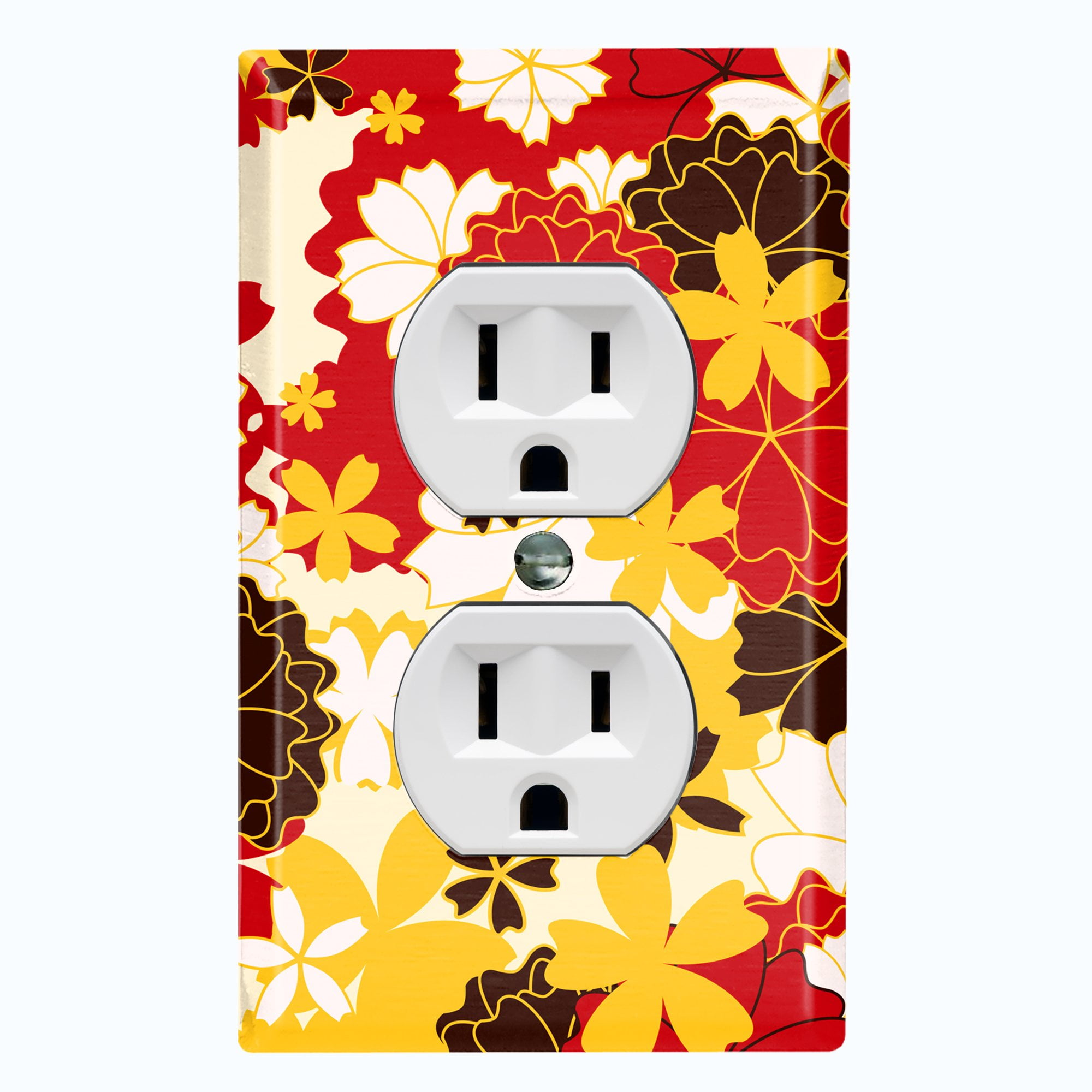 Metal Light Switch Plate Cover Japanese Sakura Red Flower Beige ...