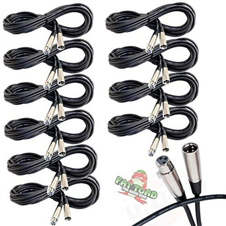 Microphone Cables by FAT TOAD (10 Pack) 20ft Professional Pro Audio XLR ...