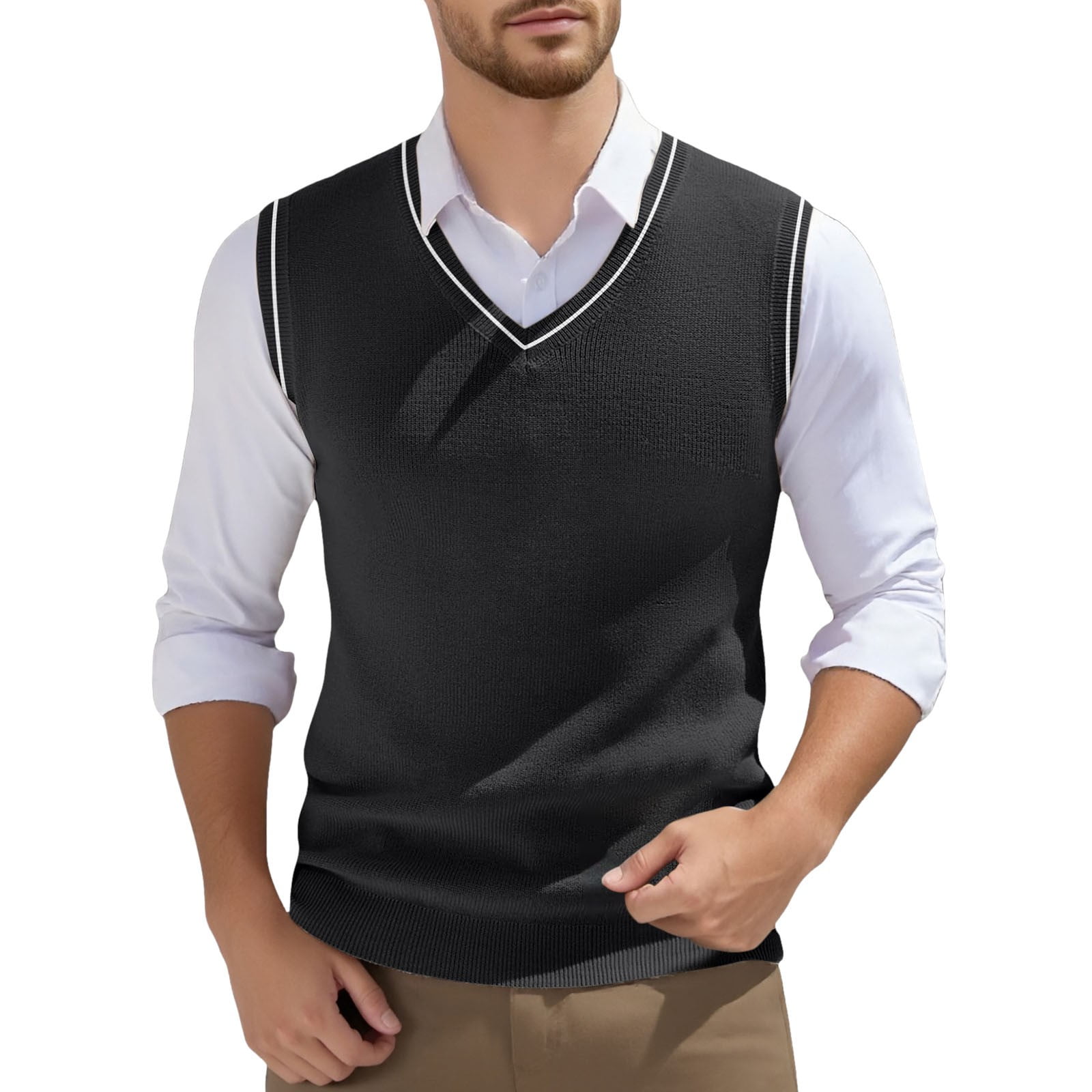 Click here for Shixiaoo Sweater Vest Mens Sleeveless Knitted Vest... prices