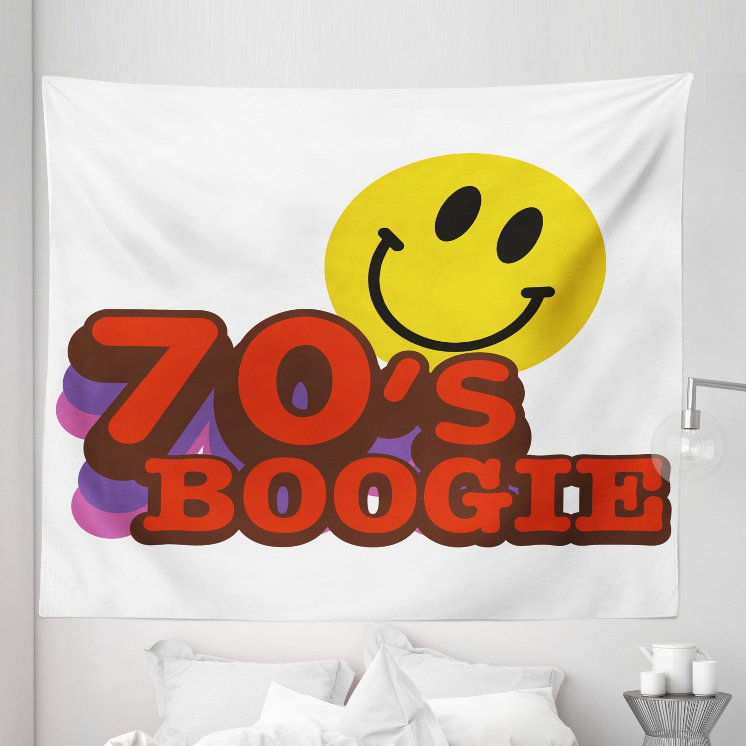 Retro Tapestry, Seventies Boogie Funny Smiling Emoticon Humorous ...