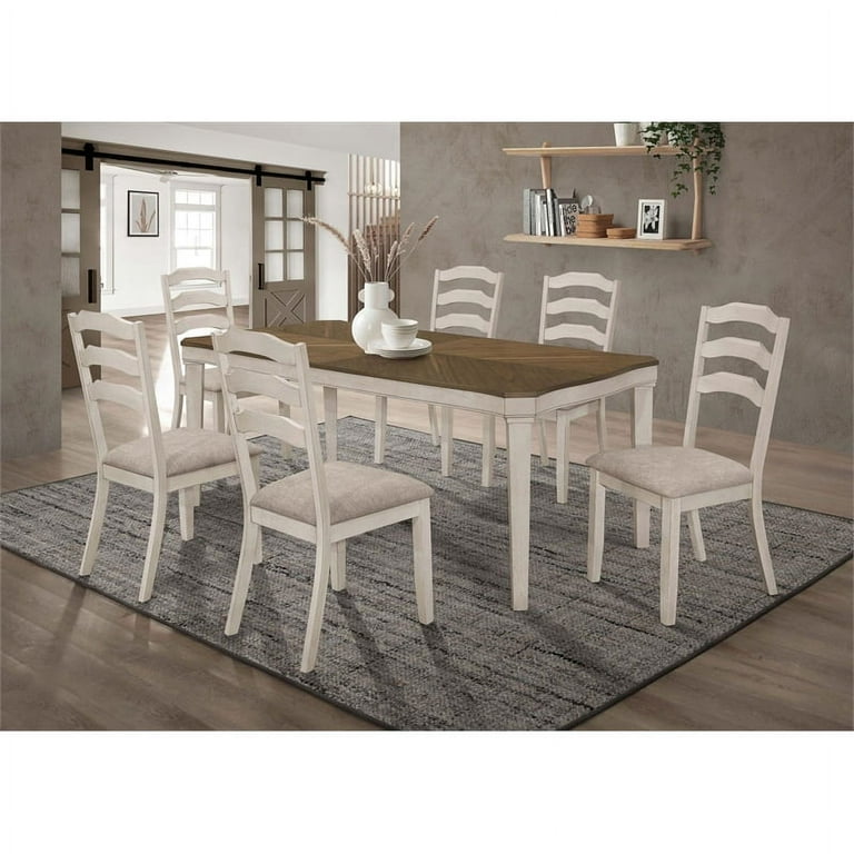 Coaster Ronnie Farmhouse Wood Starburst Dining Table Nutmeg and Rustic Cream