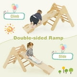 Costway Indoor Playset - 3-in-1 Wooden Climbing Structure for Kids with ...