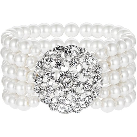 1920s Flapper Imitation Pearl Bracelet Great Gatsby Elastic Pearl ...