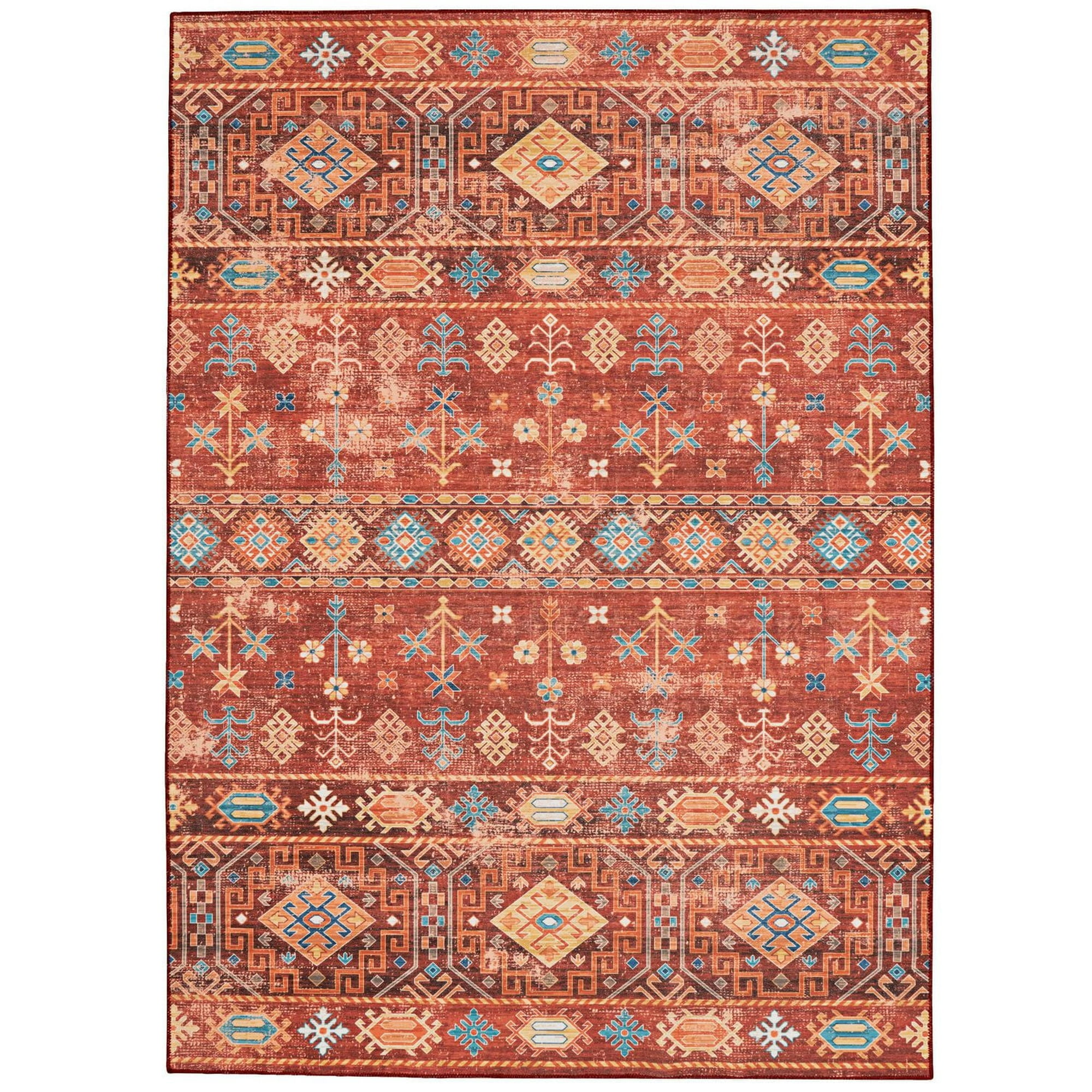 Linon Devlin 3 X 5 Washable Accent Rug  Red And Ivory 3 Ft X 5 Ft