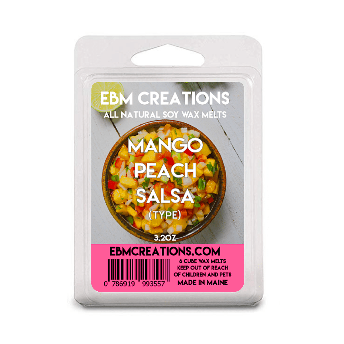 Mango Peach Salsa Scented Soy Wax Melts Ebm Creations 6 Cube 32oz Clamshell Highly Scented