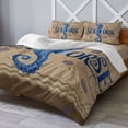4 Piece Duvet Cover Set Cal king, Retro Oceans Seahorses Soft ...