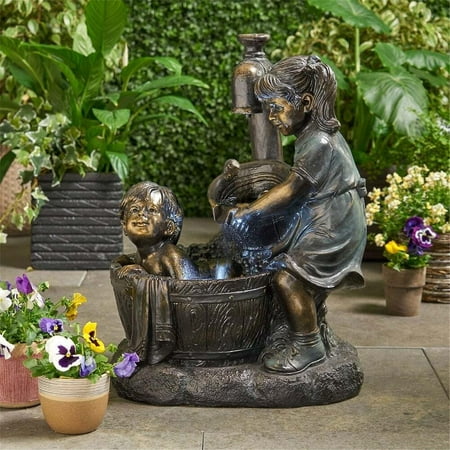 Boy & Girl Garden Statue A Kid With Fireflies Garden Statue-garden Decoration | Walmart Canada