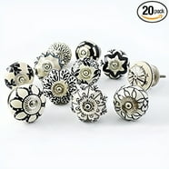 JGARTS 10 Knobs Grey & White Cream Hand Painted Ceramic Knobs Cabinet Drawer Pull Pulls New (10 ...