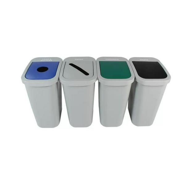 Recycling Bin Set.Billi Box Cans, Bottles, Paper and Organics 4 Piece ...