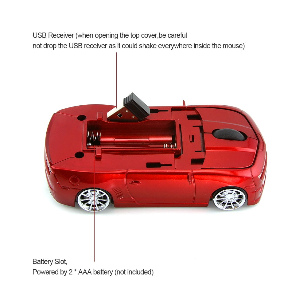 Wireless Car Mouse, 2.4G Optical Mice with LED USB Receiver-Red ...