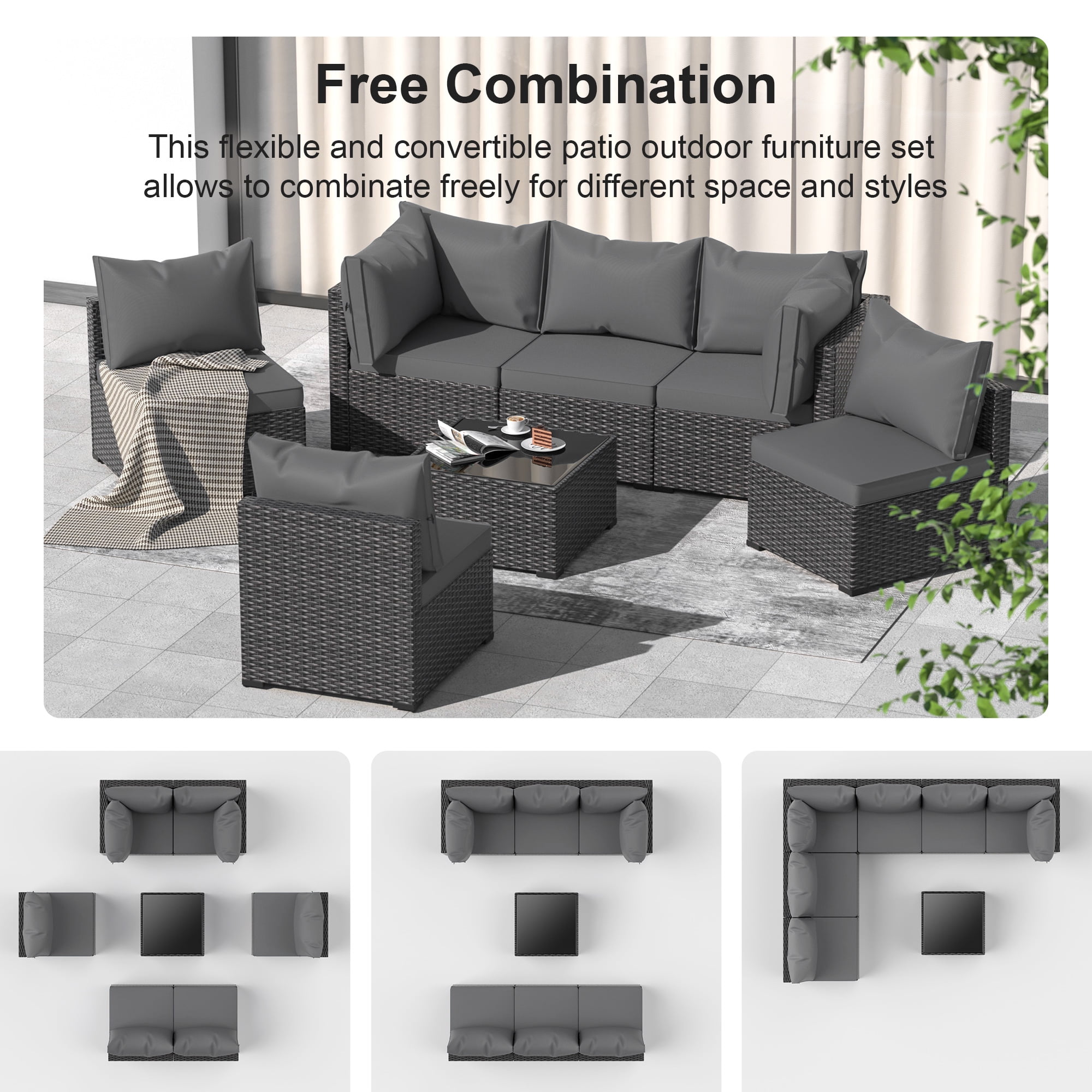 Vancouver 7 seater rattan garden sofa set store