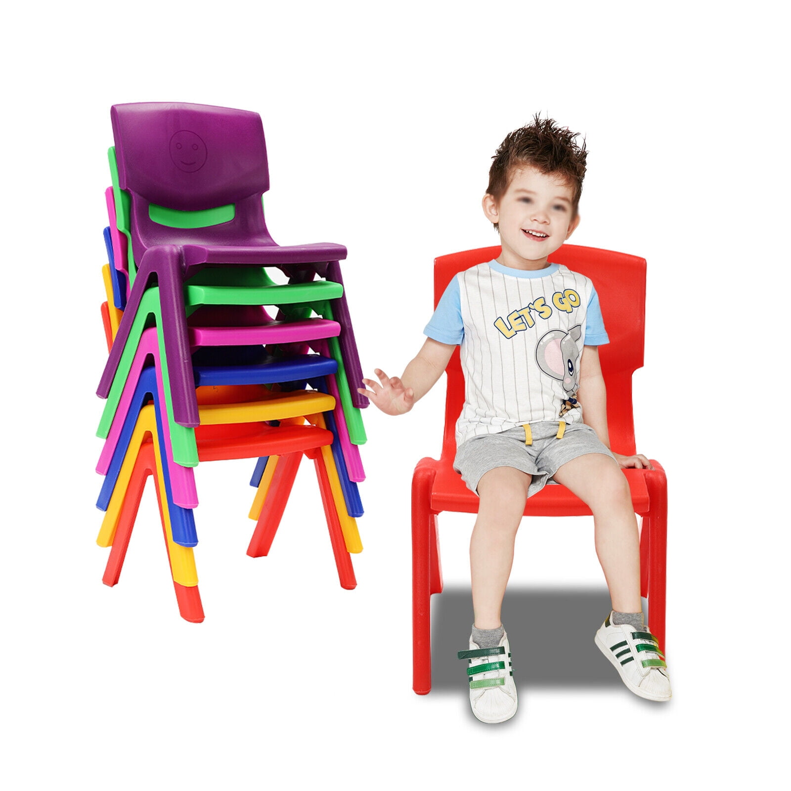 6 Pcs L Shaped Multicolor Stackable School Chairs Plastic Chairs