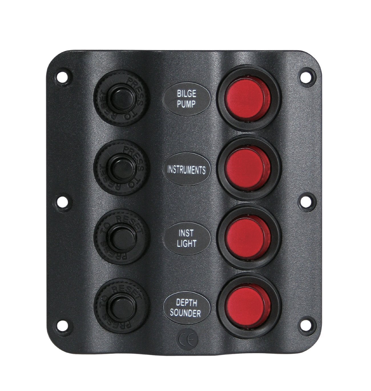 MARINE BOAT SPLASHPROOF WAVE DESIGN SWITCH PANEL UL LED INDICATOR ...